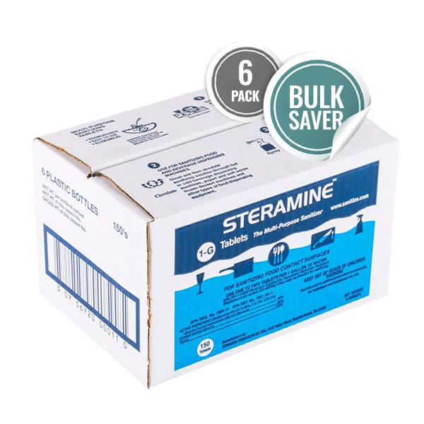 Steramine 1-G Concentrated Sanitizer Tablets - 6x 150 Count Bottle ...