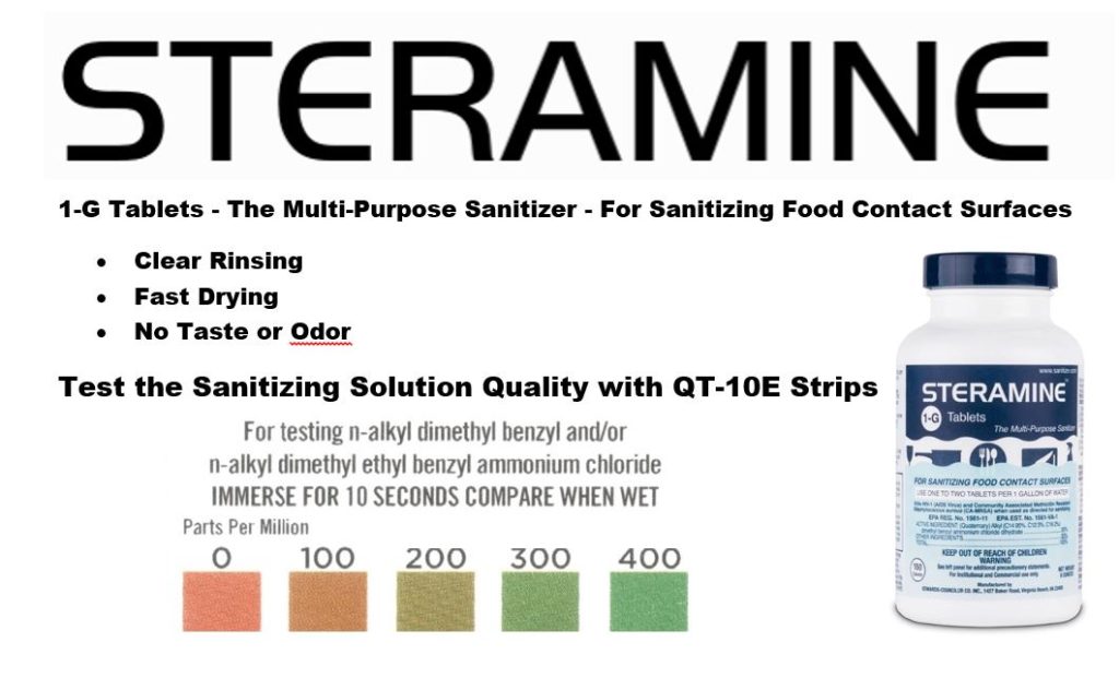6 x Steramine Quaternary Sanitizing Tablets, 150 Tablets per Bottle ...