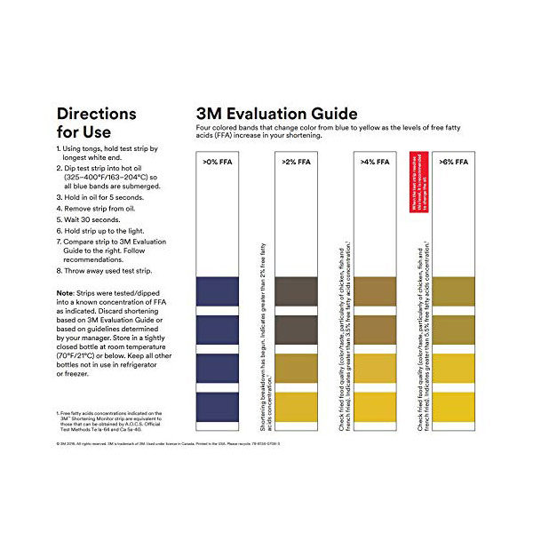 3M Low Range 2.5% FFA Shortening Quality Test Strips - 1 Bottle | The ...